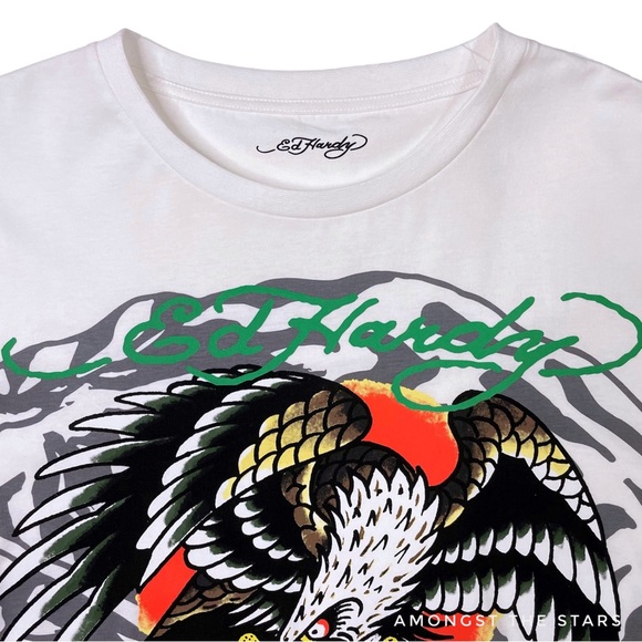 Ed Hardy | Shirts | Ed Hardy Eagle Snake Skull Tattoo White Crew Neck ...